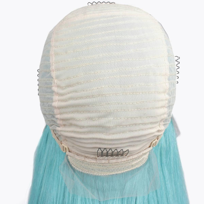 Aqua Blue Straight 13x4 Transparent Lace Front Wig – Private Label