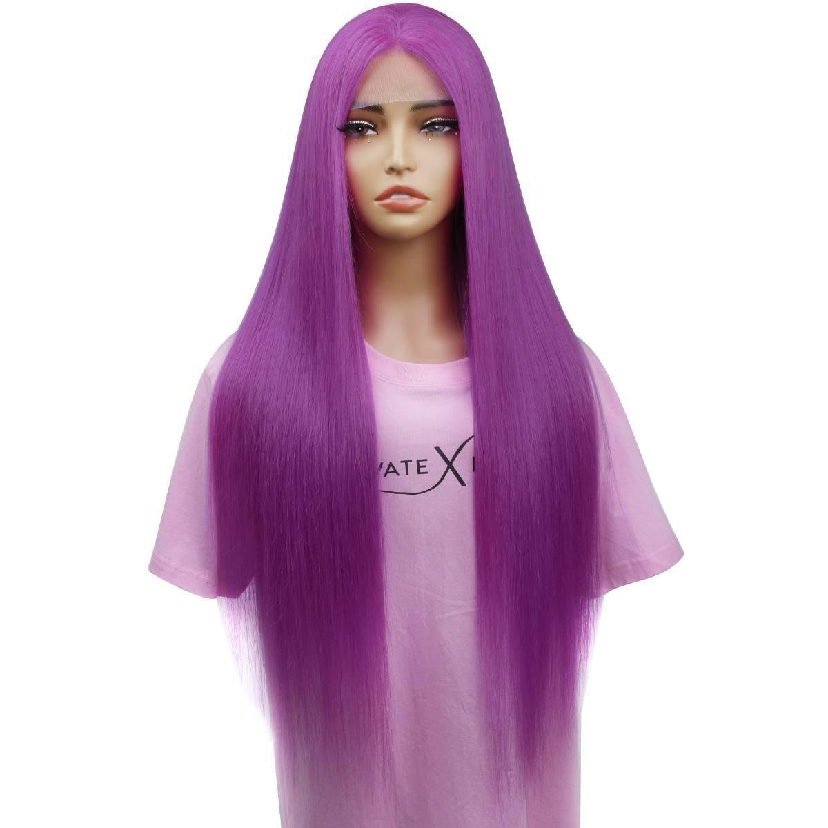 Purple Straight 13x4 Transparent Lace Front Wig – Private Label