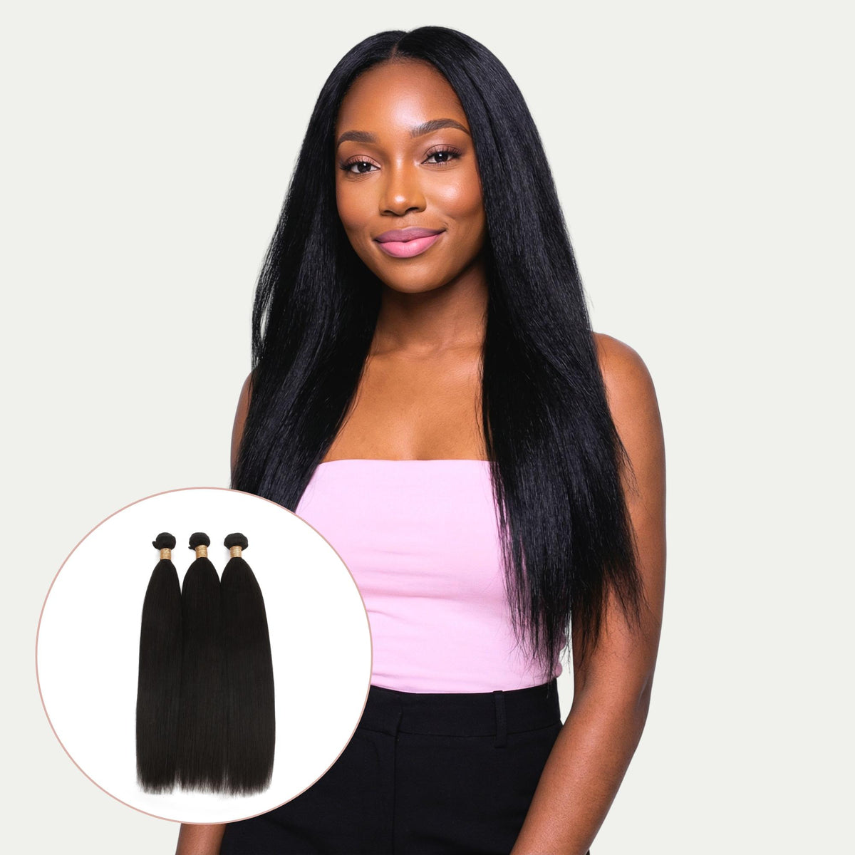 Yaki Straight Bundles | Natural Textured Human Hair Weave – Private Label